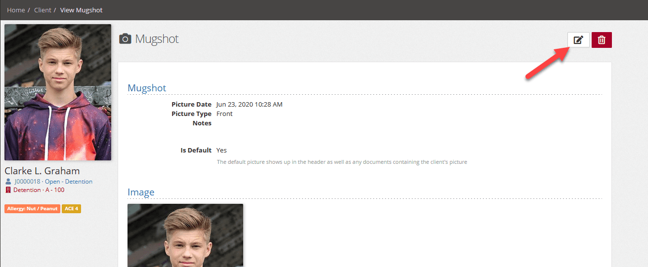 Editing or Deleting Client Mugshots - YouthCenter Docs