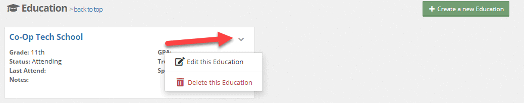 Editing or Deleting a Client's Educational Information - YouthCenter Docs