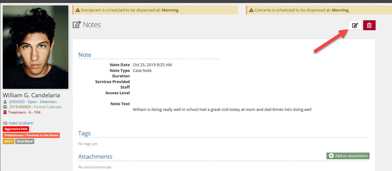 Editing an Existing Note - YouthCenter Docs