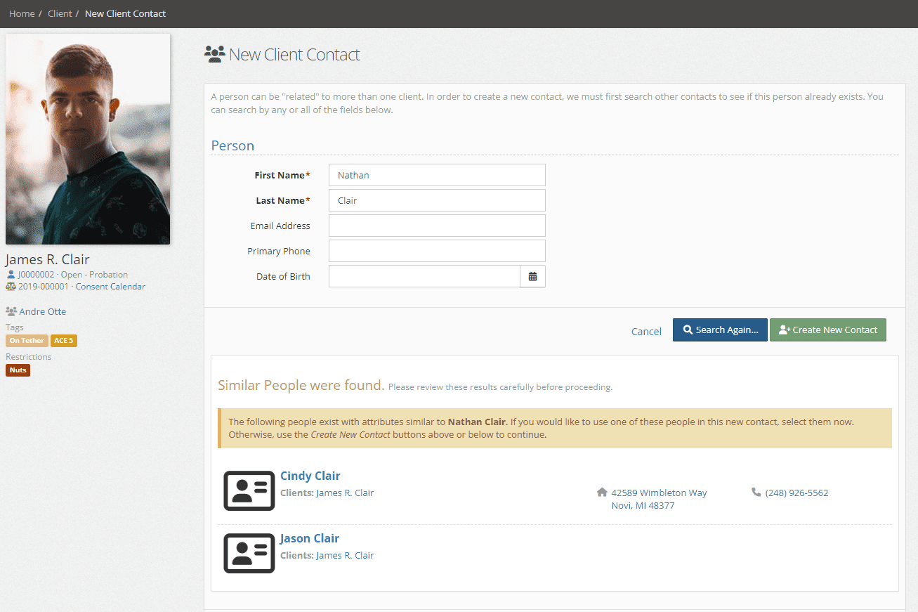Adding a Client Relationship Contact - YouthCenter Docs