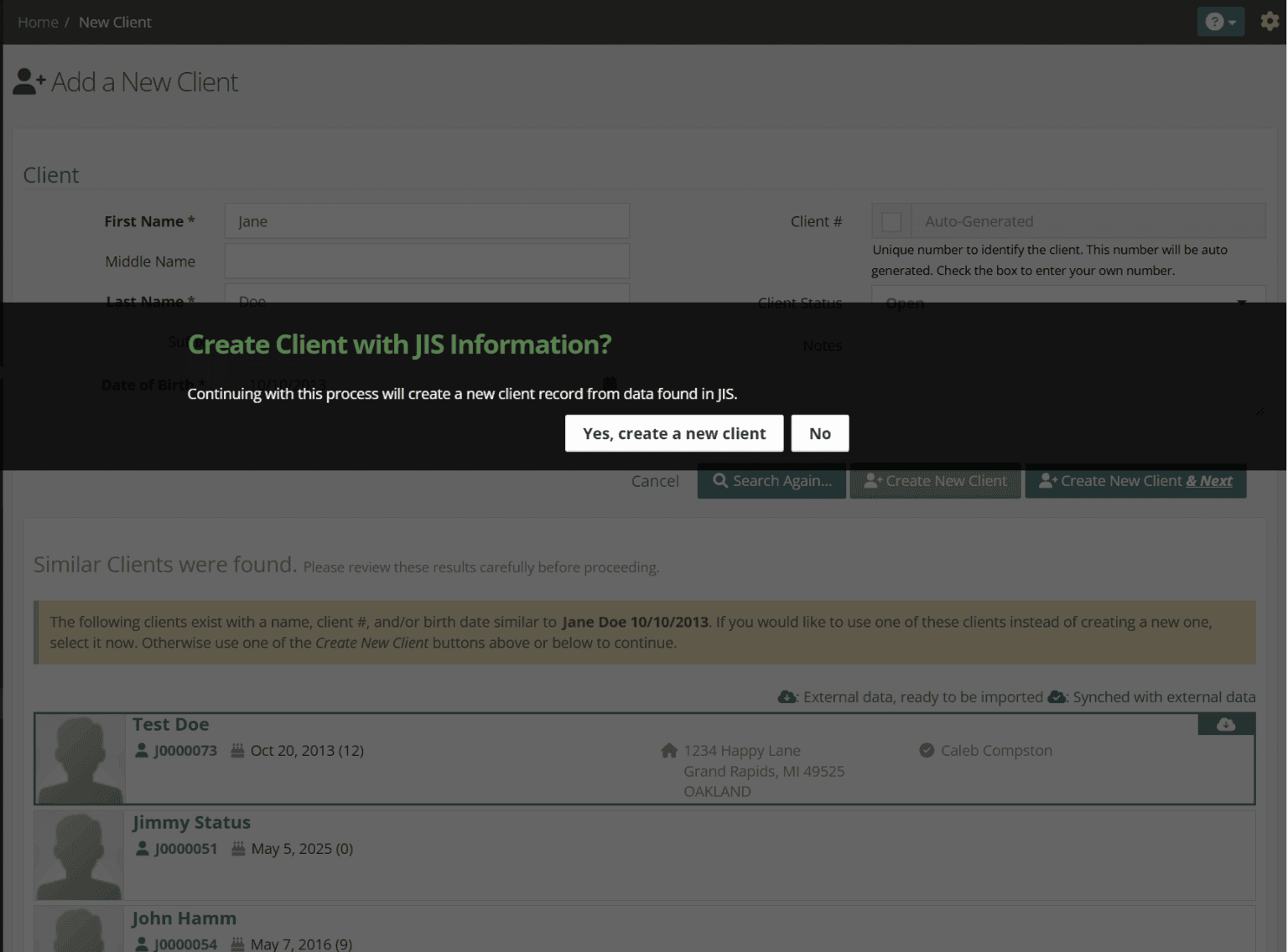 Connect Client to Court Information (JIS) - YouthCenter Docs